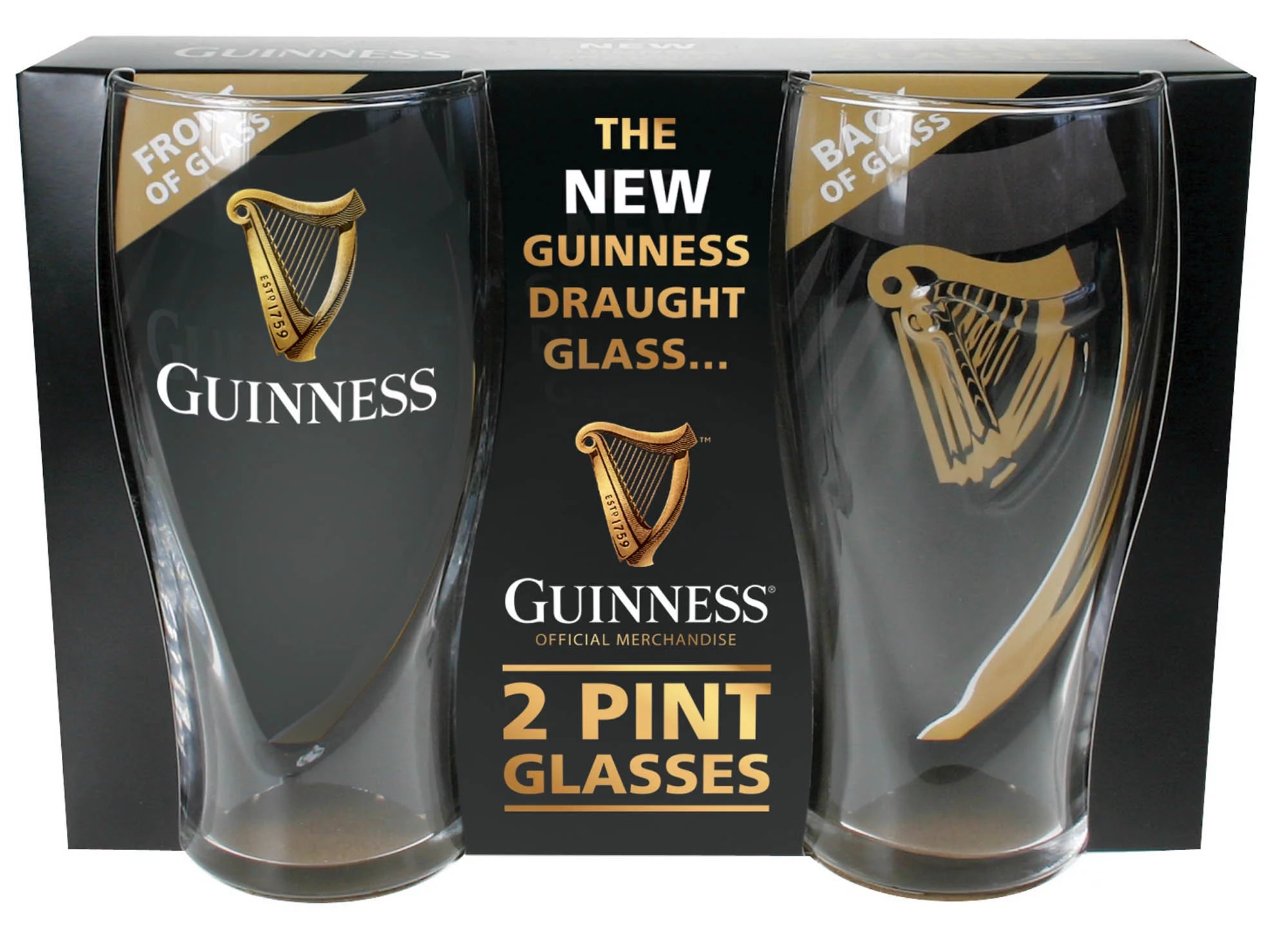 Guinness Embossed 2 Pint Glass Pack | Guinness Glass